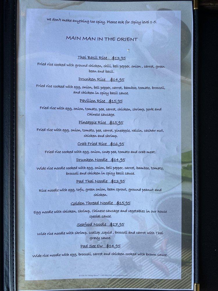 Menu at Thai Brothers restaurant, Laguna Beach
