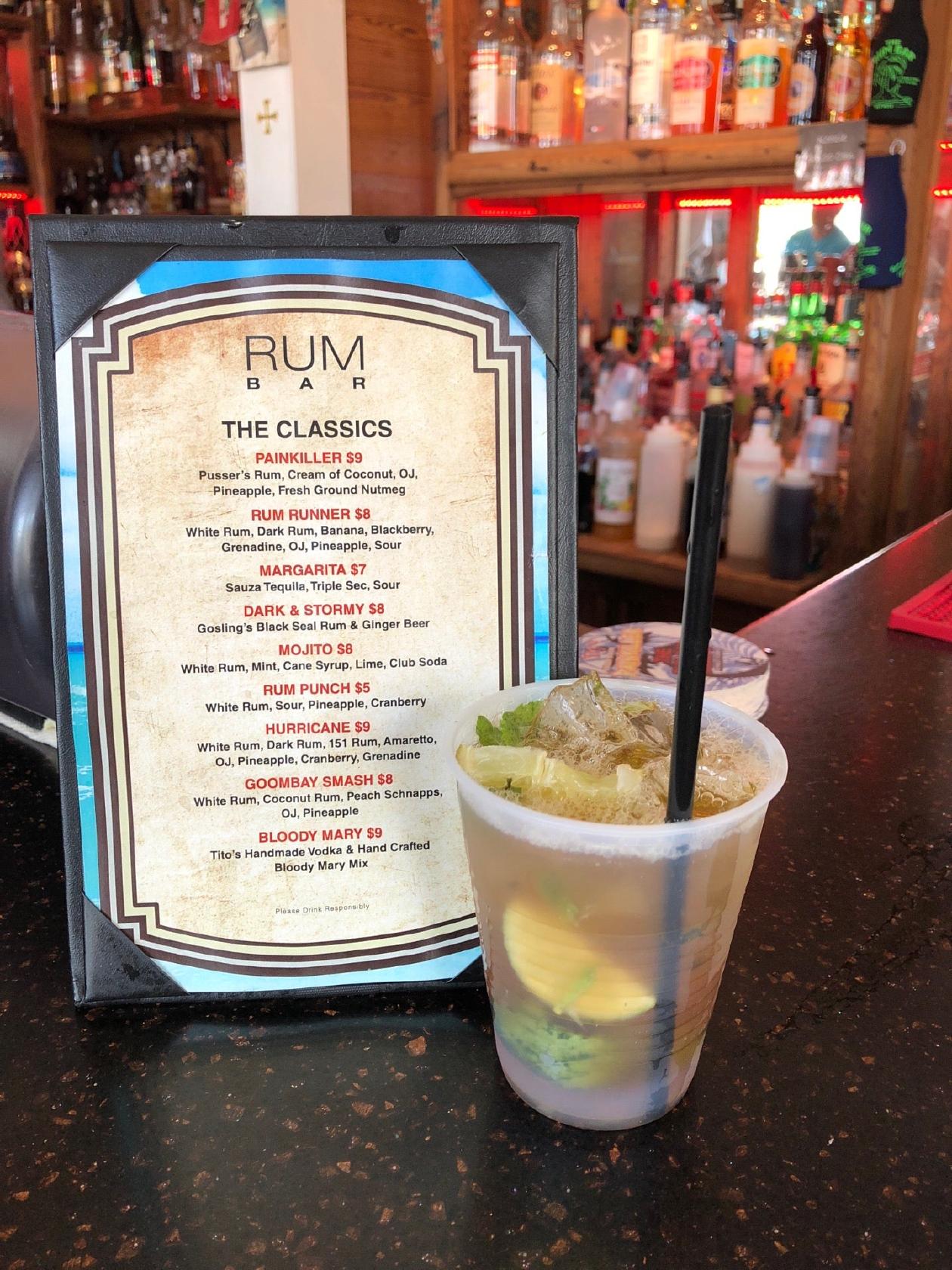 Menu at The Rum Bar, Key West