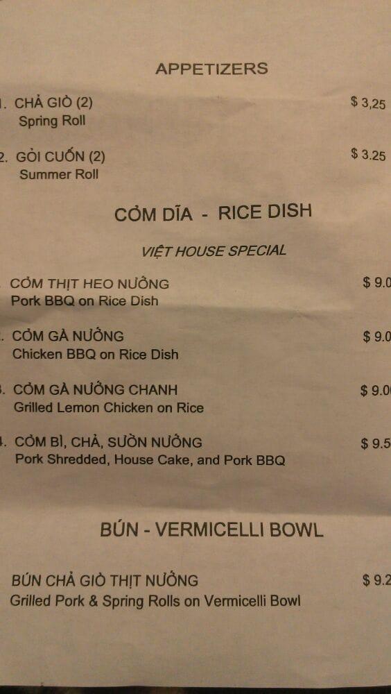 Menu at Viet House Restaurant Ltd, Alexandria