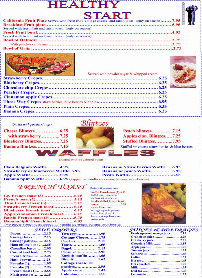 Menu at Bendix Restaurant Family Dining, South Bend, W Western Ave