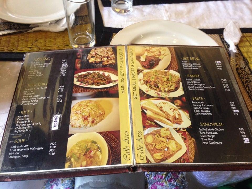 Menu at Calle Arco Restaurant, Pagsanjan