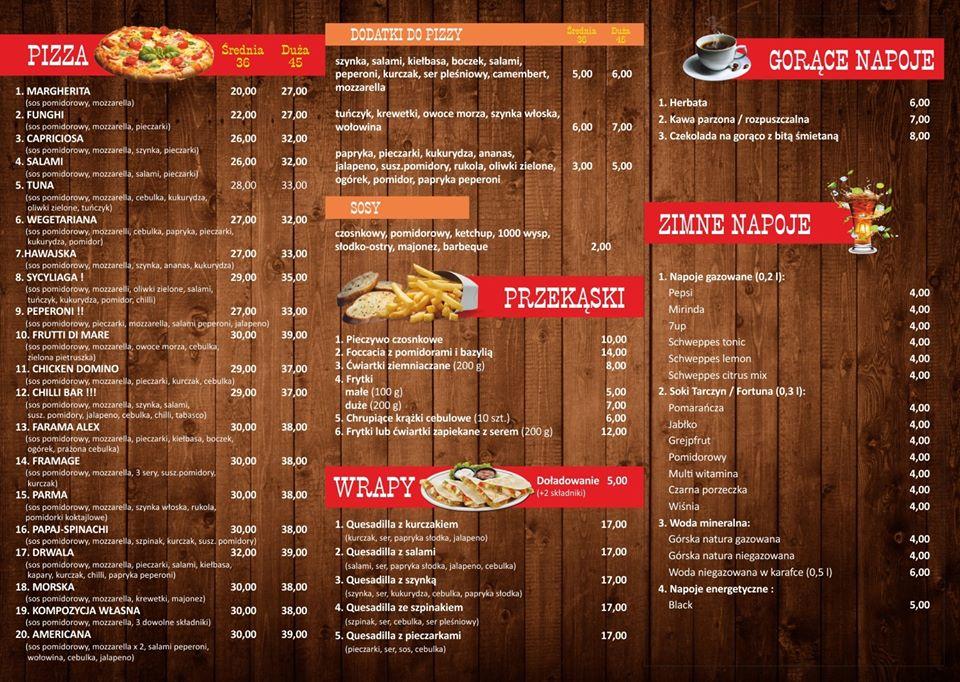 Menu at Chilli Bar, Działoszyn