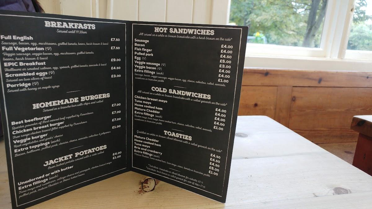 Menu at Endcliffe Park Cafe, Sheffield, The Old Pavilion