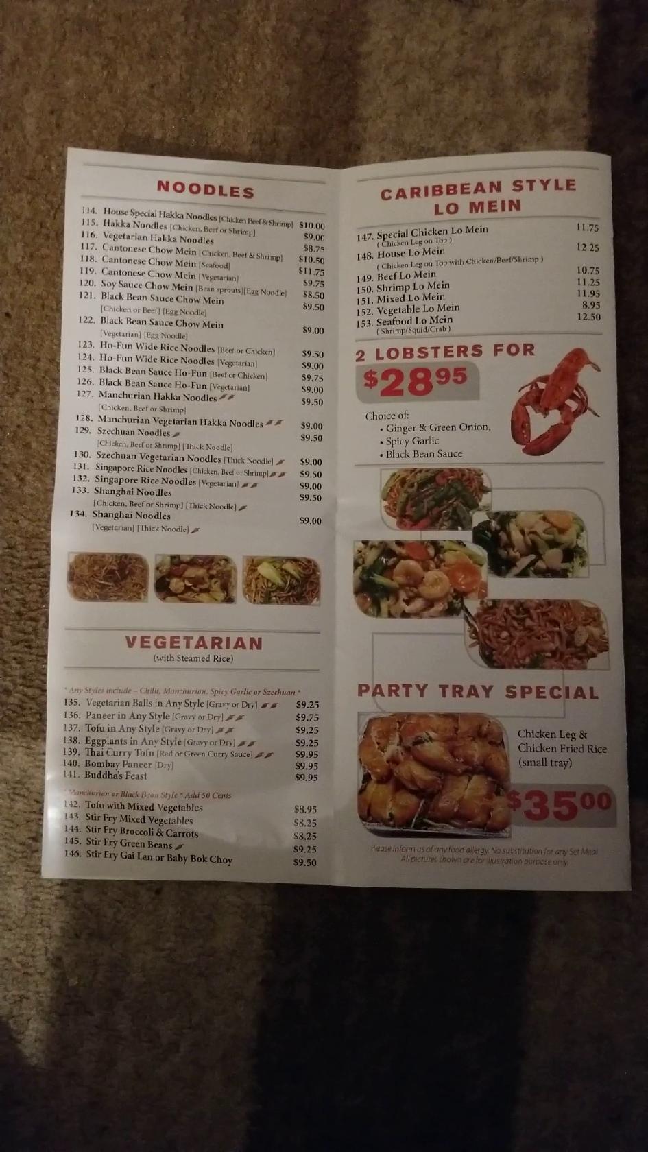 Menu at Golden Taste restaurant, Toronto
