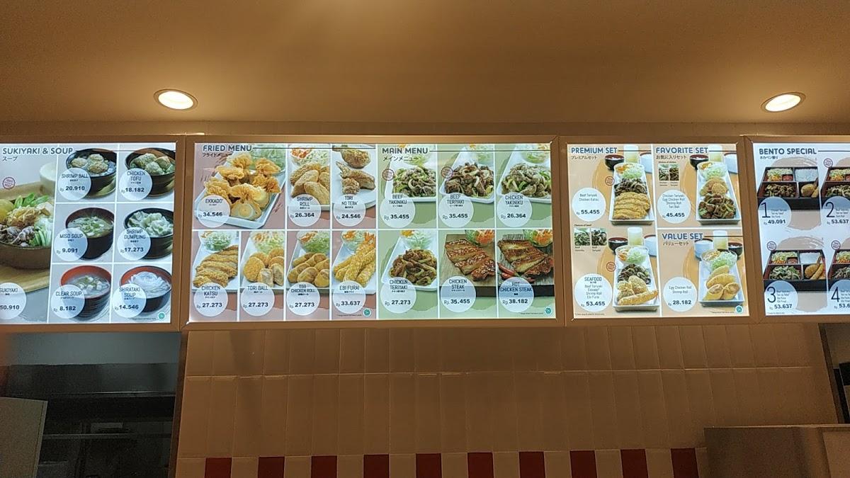 Menu at HokBen Koja Trade Mall restaurant, North Jakarta