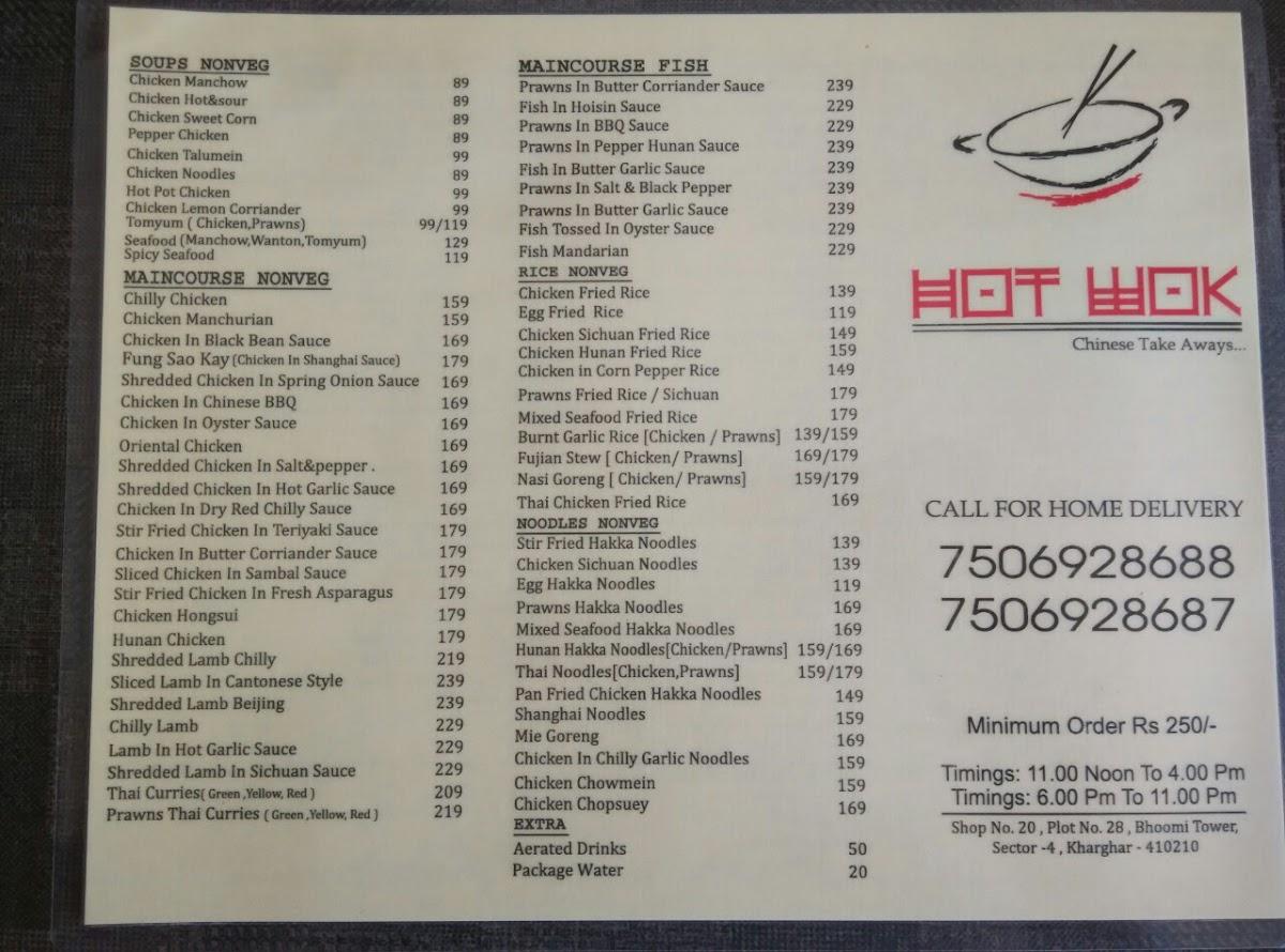 Menu at Hot Wok, Navi Mumbai, Shop No 20