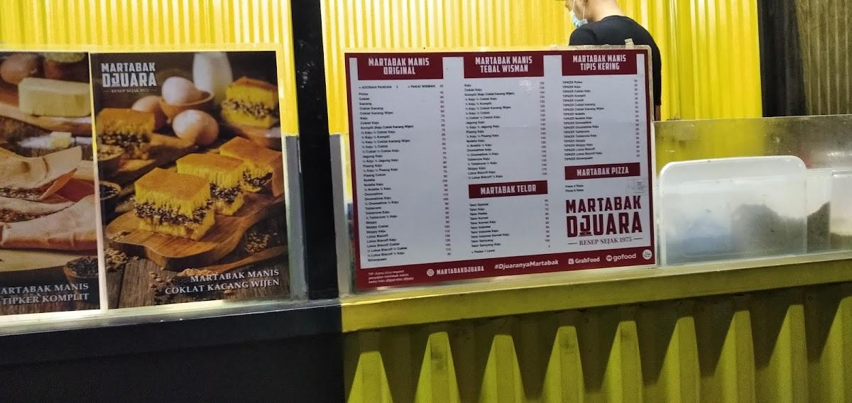 Menu at Martabak Djuara, Kota Tua restaurant, West Jakarta