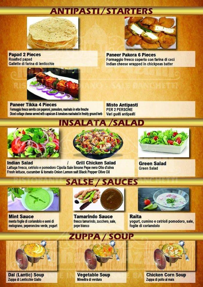 Menu at Mughal-e-Azam restaurant, Naples
