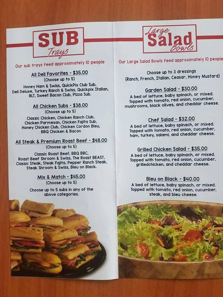 Menu at Quickpix Deli & Subs fast food, Connersville