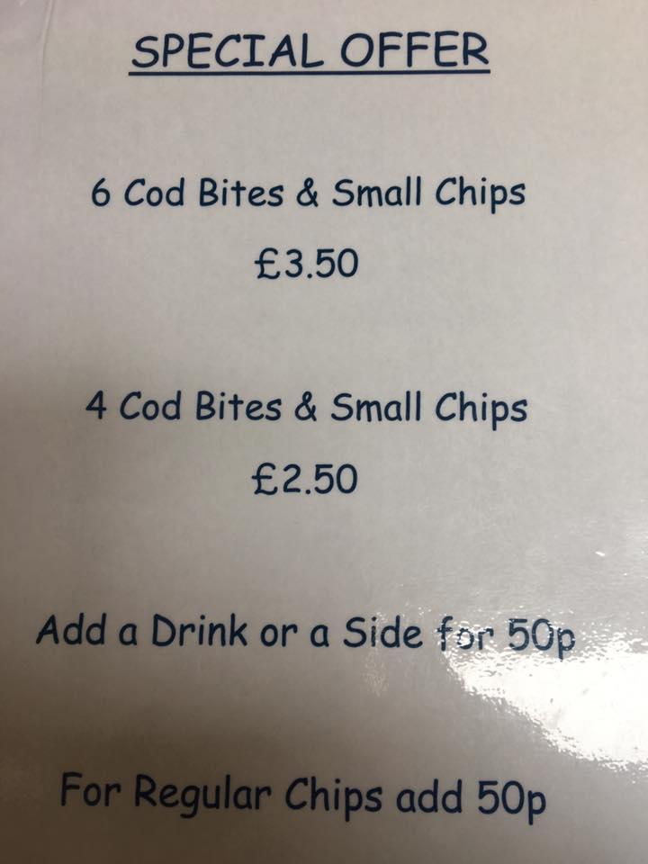 Menu at Stokesley Fish Shop restaurant, Stokesley