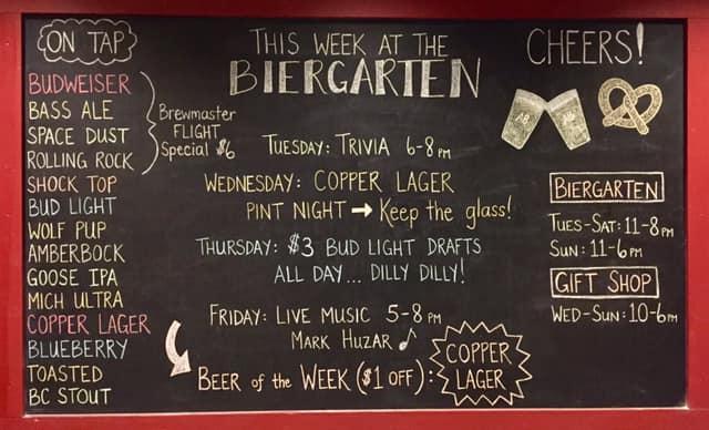 Menu at The Biergarten pub & bar, Merrimack