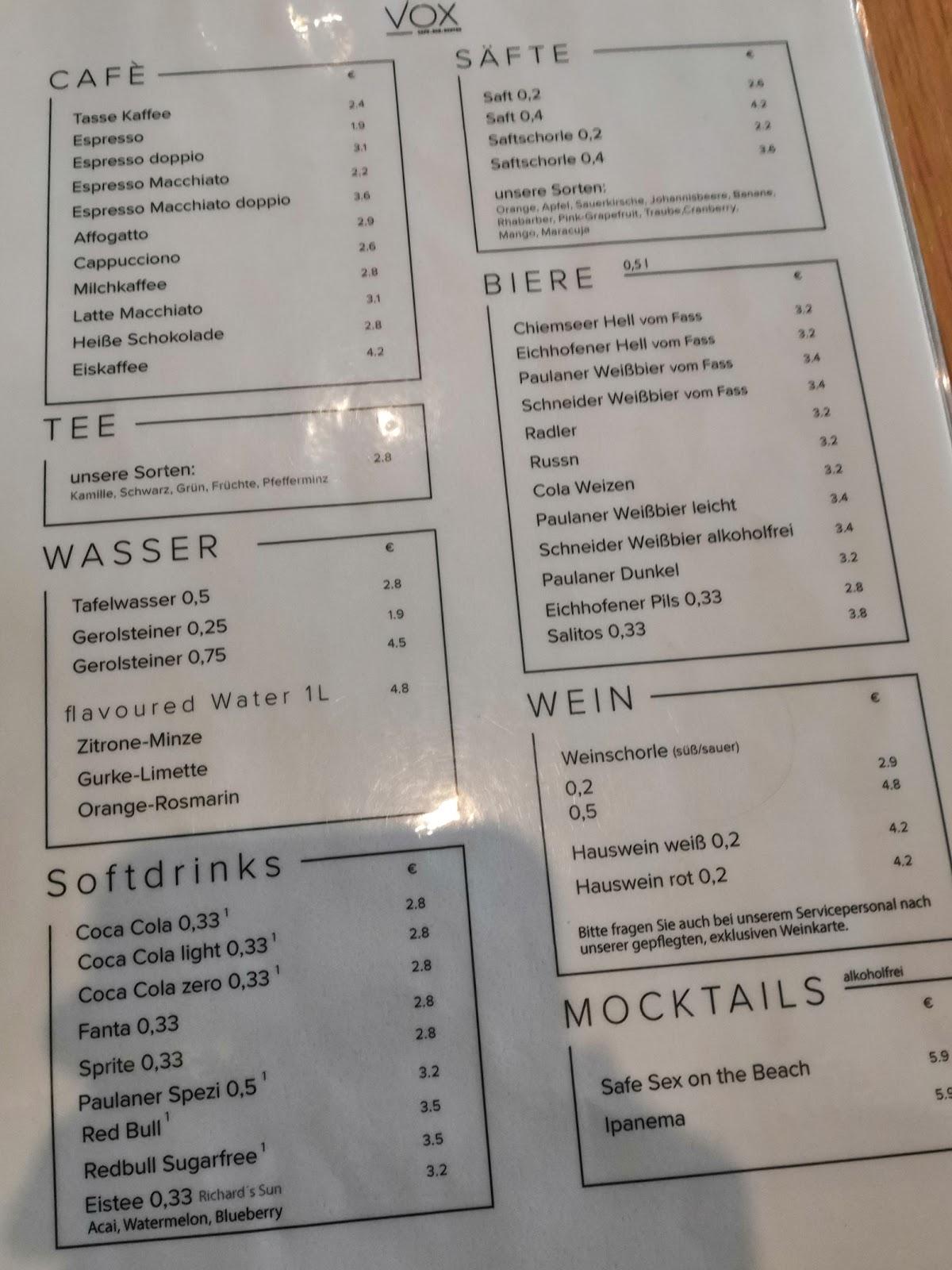 Speisekarte von VOX FOOD.CAFÈ.BAR, Kelheim