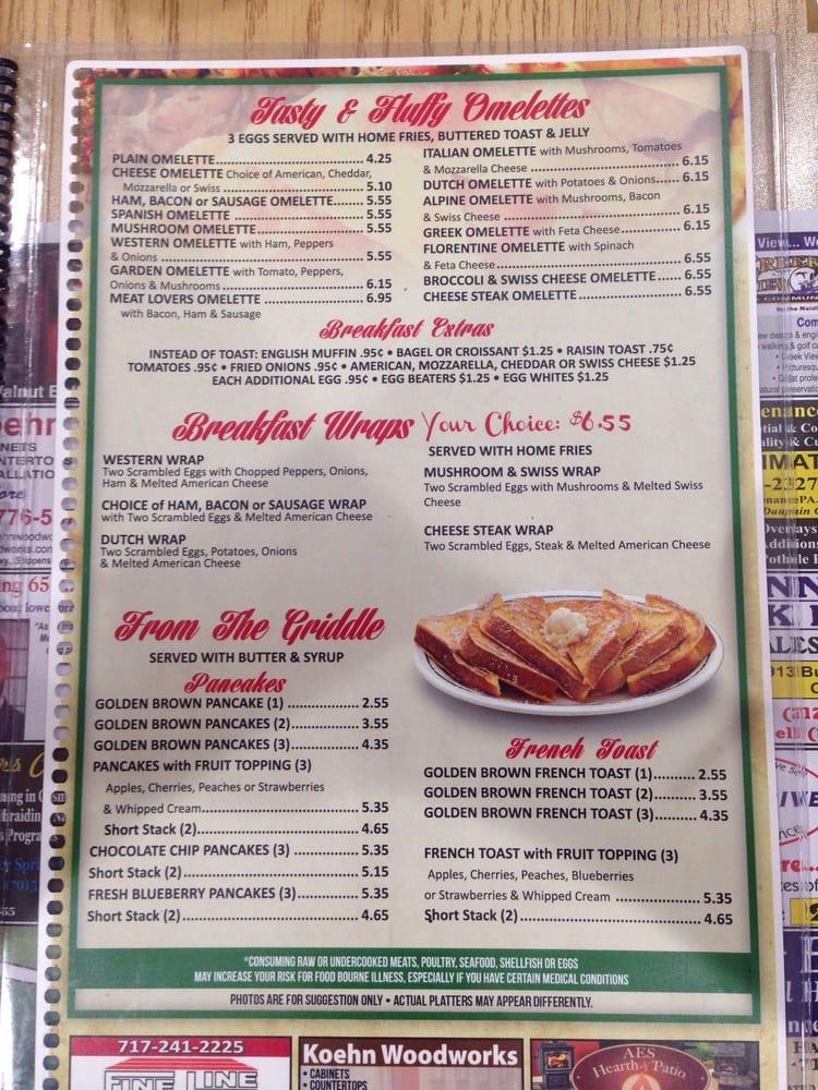 Menu at Walnut Bottom Diner restaurant, Carlisle