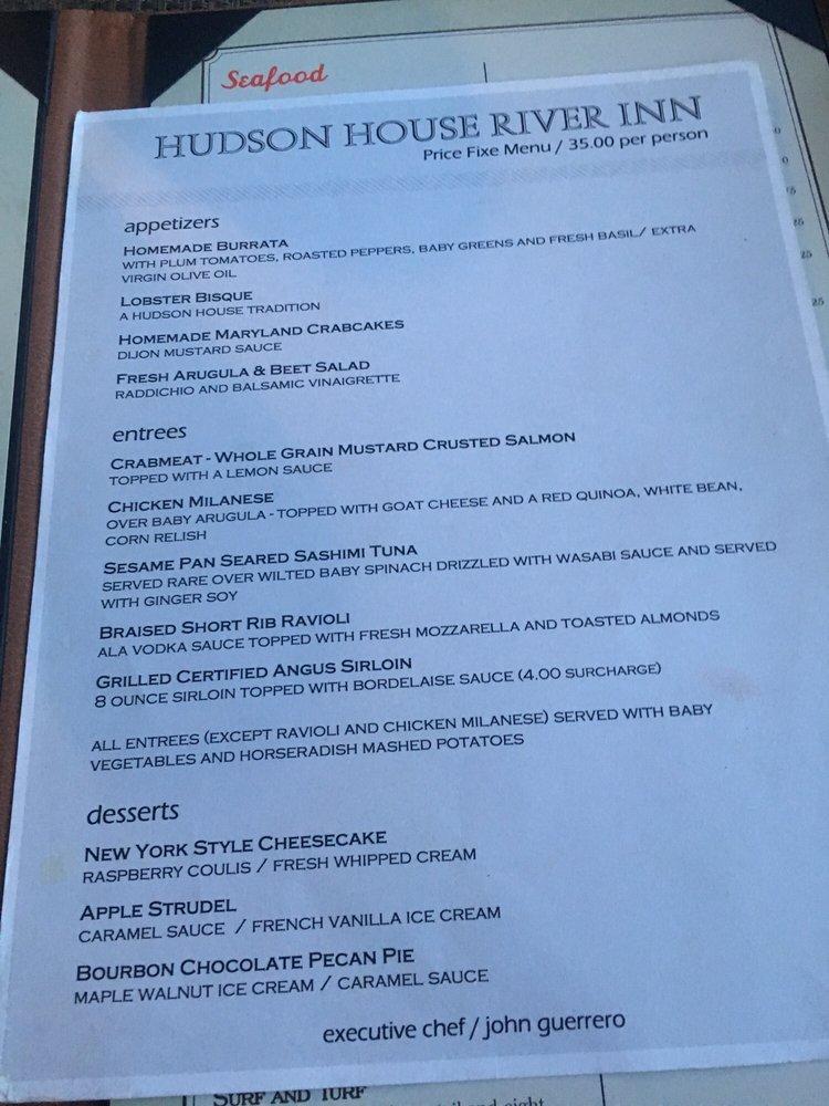 Menu at Hudson House River Inn pub & bar, Cold Spring