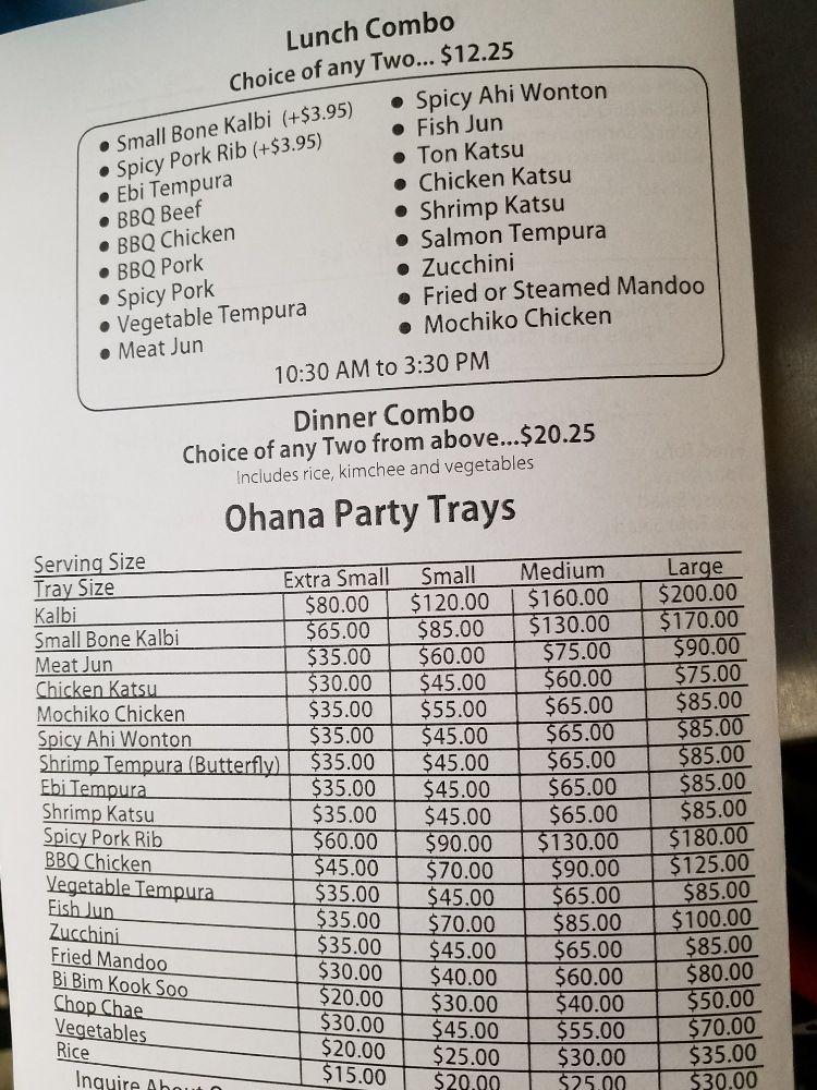 Menu at Kim Chee Restaurant 7, Aiea