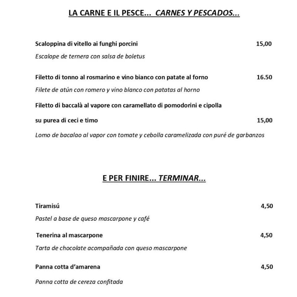 Menu at La Patsa Lab restaurant, Barcelona