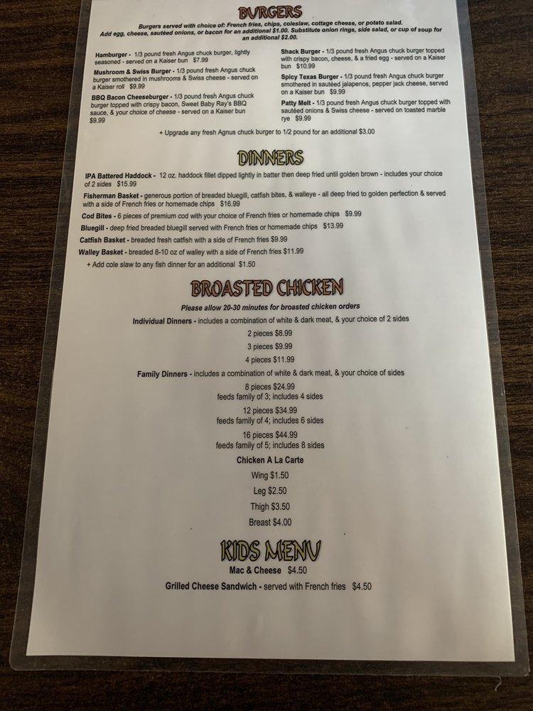 Menu at The Shack Tavern pub & bar, Cedar Rapids