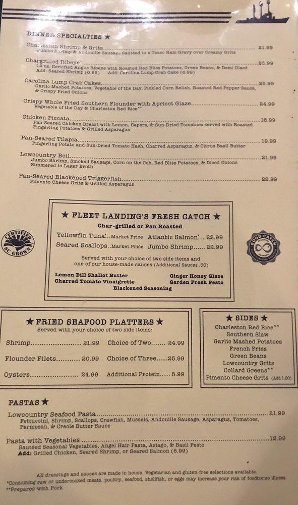 Menu at Fleet Landing Restaurant & Bar, Charleston