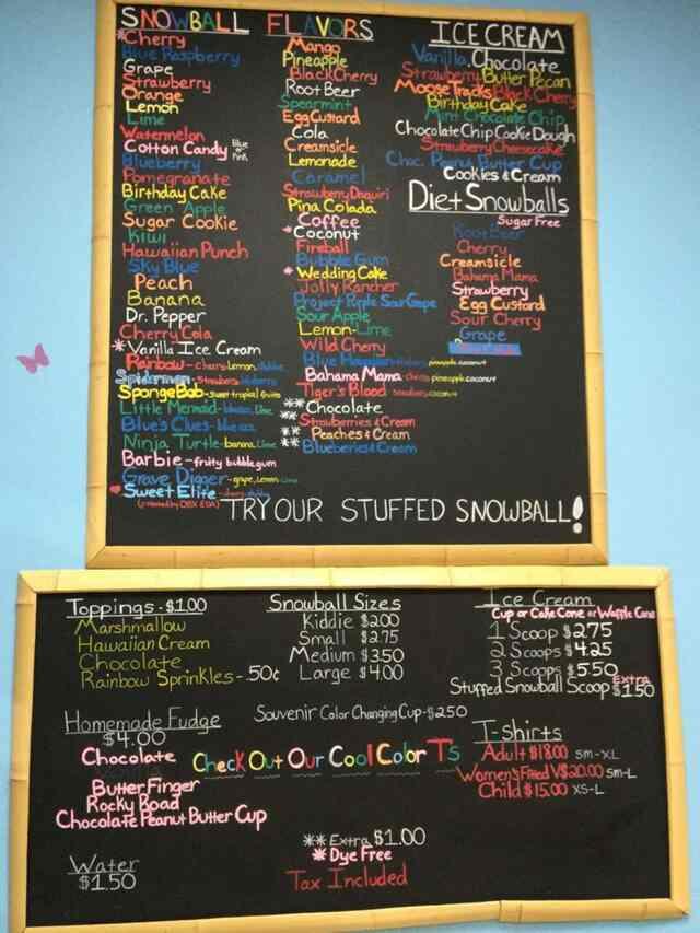 Menu at Island Snowball Company desserts, Nags Head