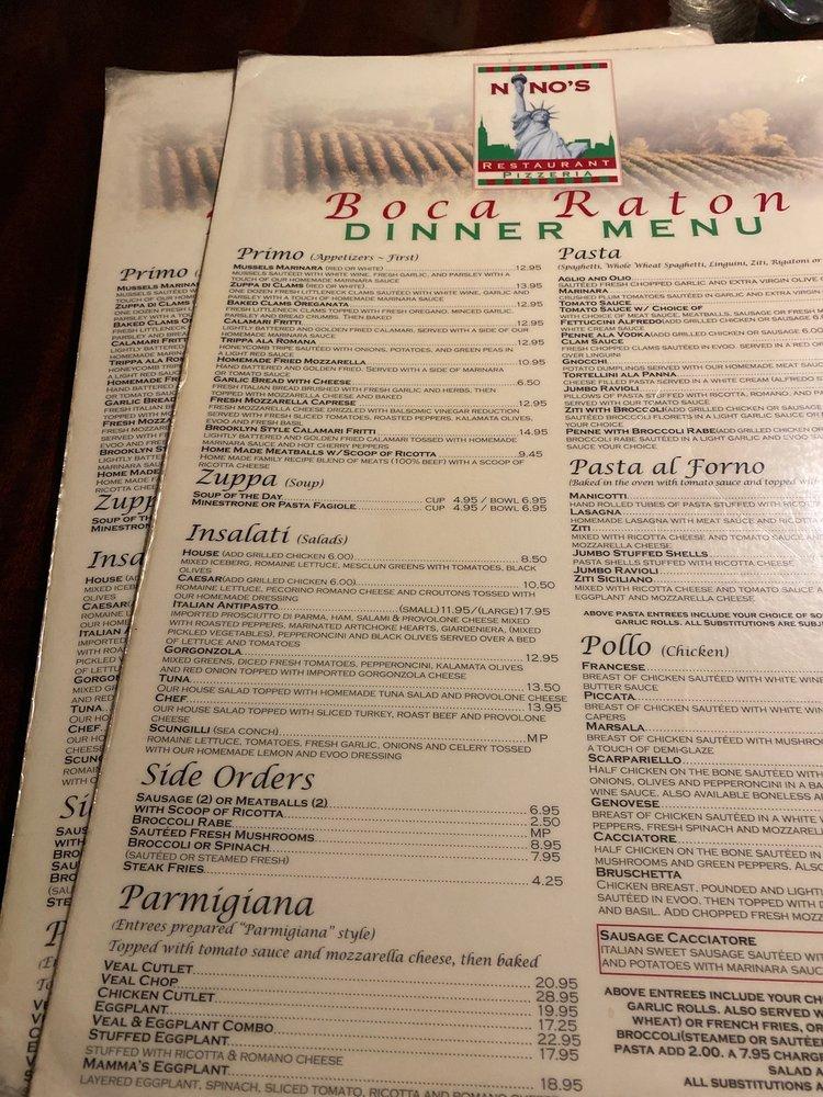Menu at Nino's Italian Restaurant Boca Raton, Boca Raton