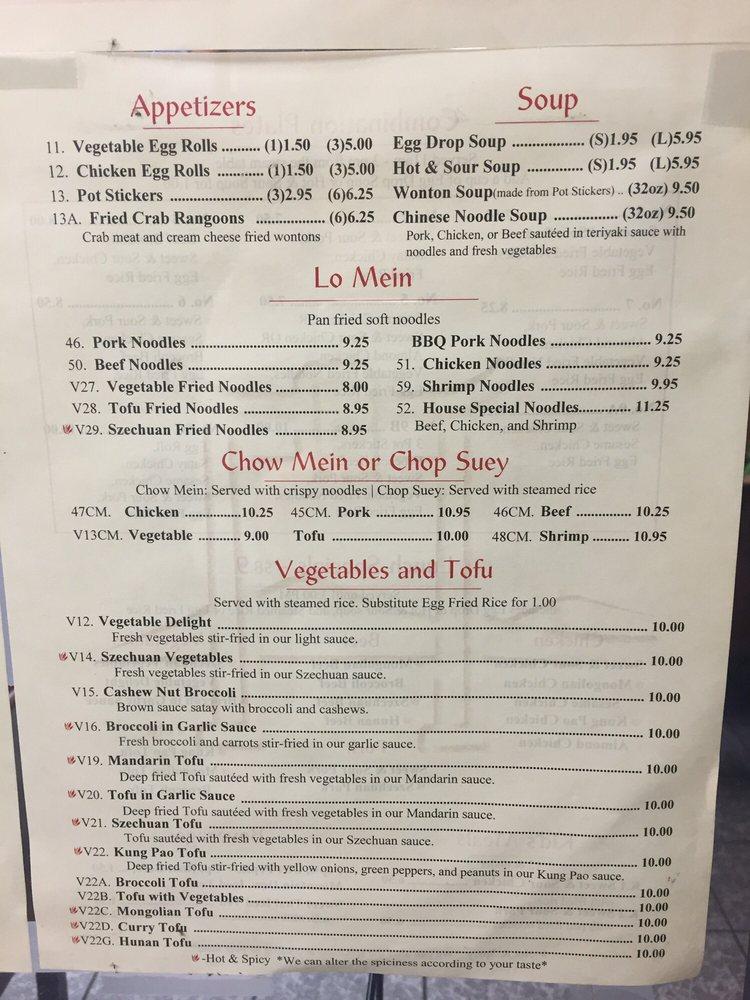 Menu at Pagoda Thai & Chinese Restaurant, Missoula