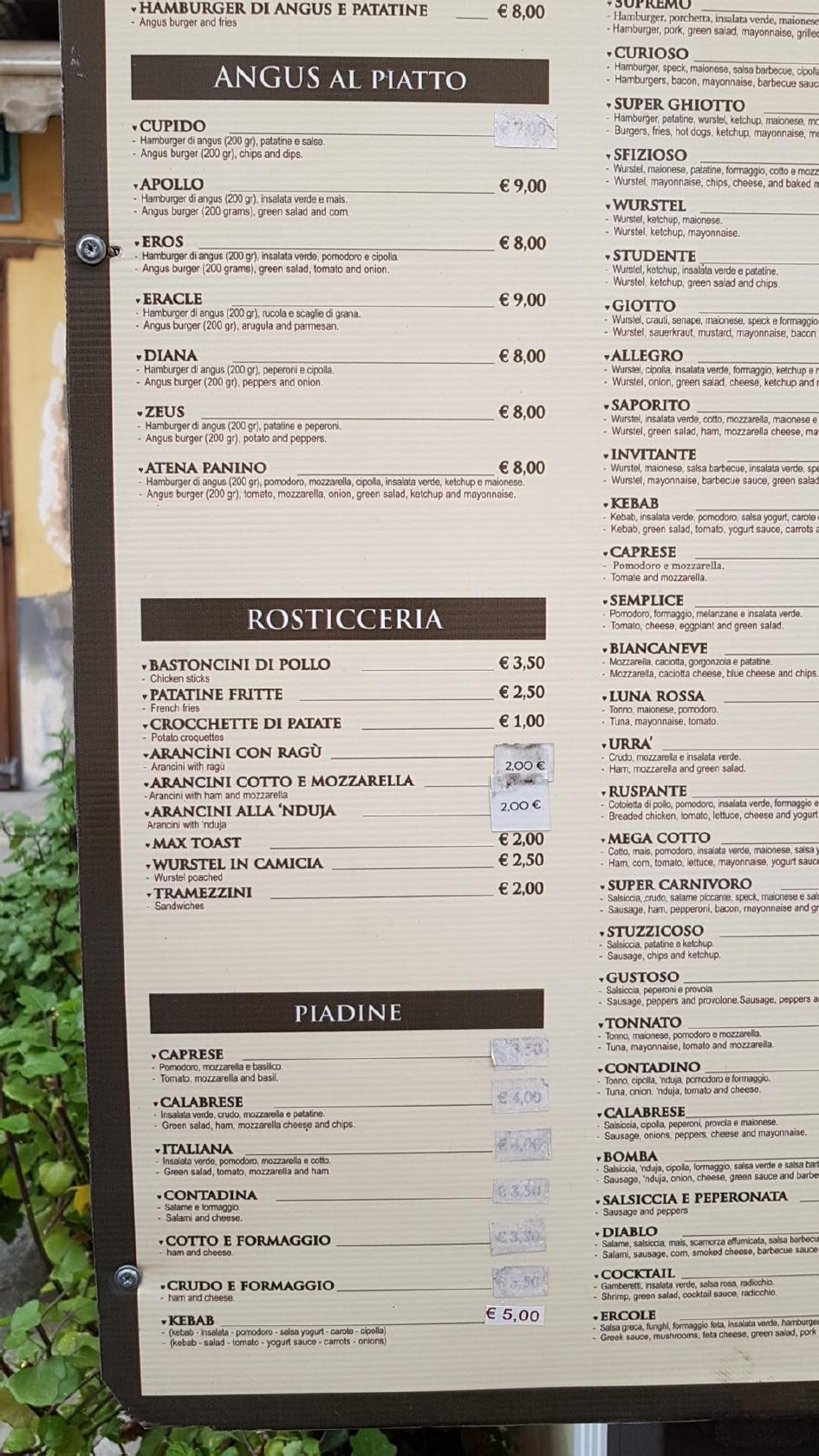 Menu at Paninoteca Da Enzo pub & bar, Tropea