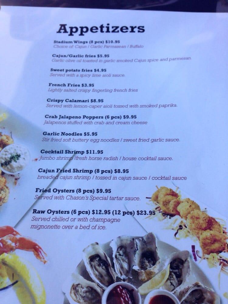 Menu at Chasons Crab Stadium pub & bar, Elk Grove