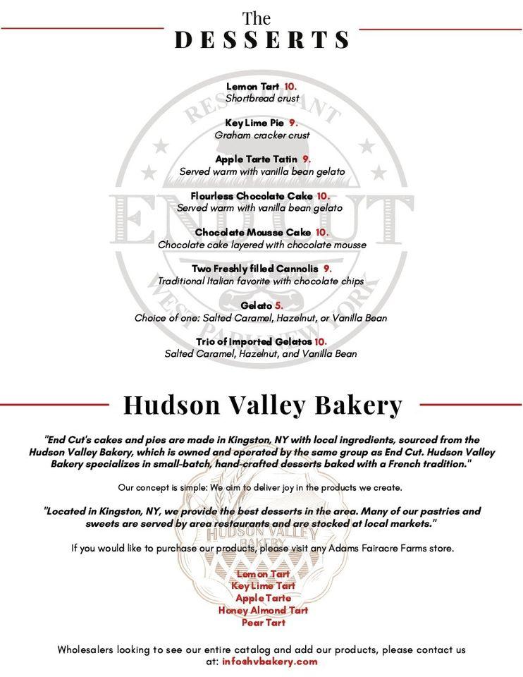Menu at End Cut (West Park) pizzeria, West Park, Rte 9W