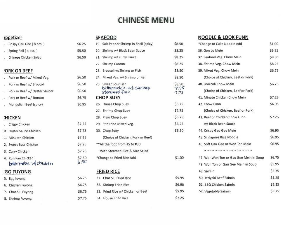 Menu at New Island BBQ, Honolulu, 150 Mokauea St