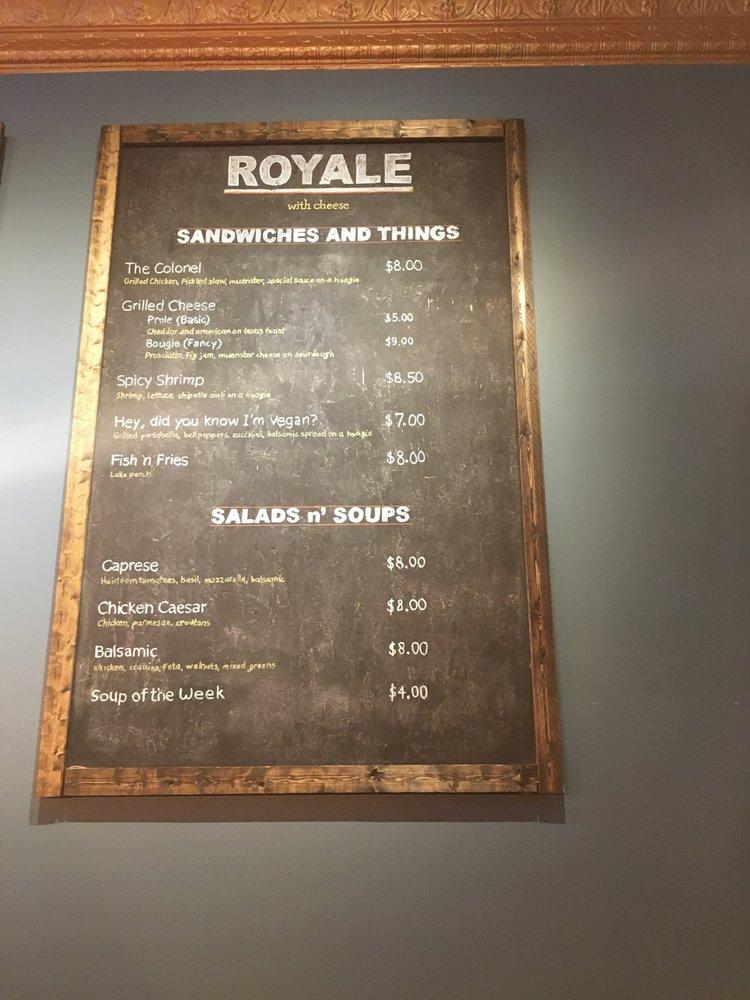 Menu at Royale With Cheese restaurant, Michigan City