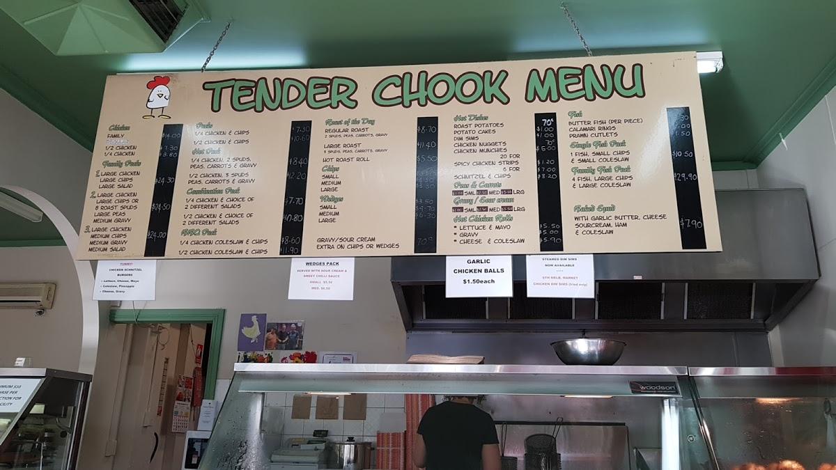 Menu at Tender Chook fast food, Castlemaine