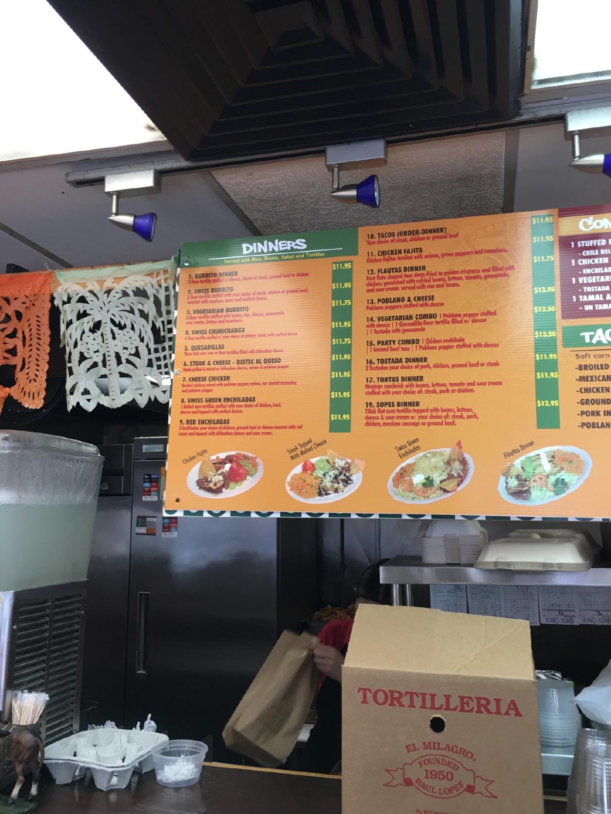 Menu at Boss Burrito restaurant, Oak Park, Westgate St