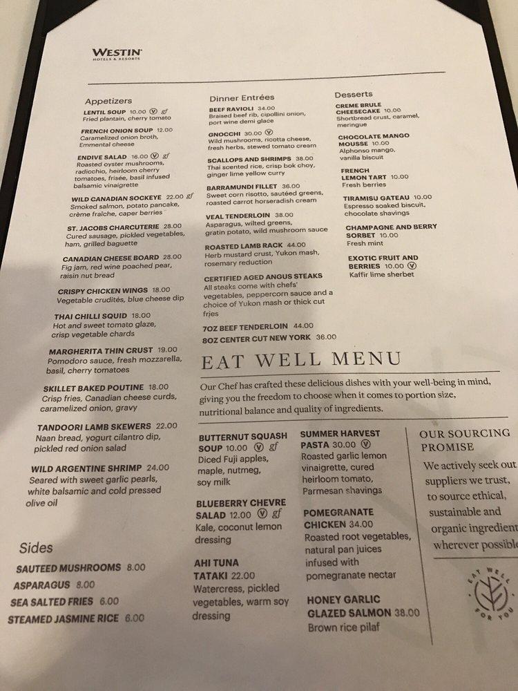 Menu at Crosswinds Restaurant and Bar, Toronto