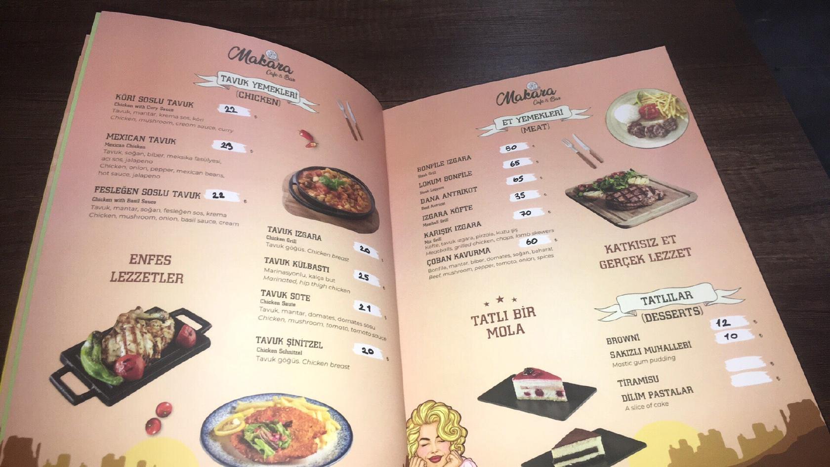Menu at Makara Cafe&Bar, Izmir