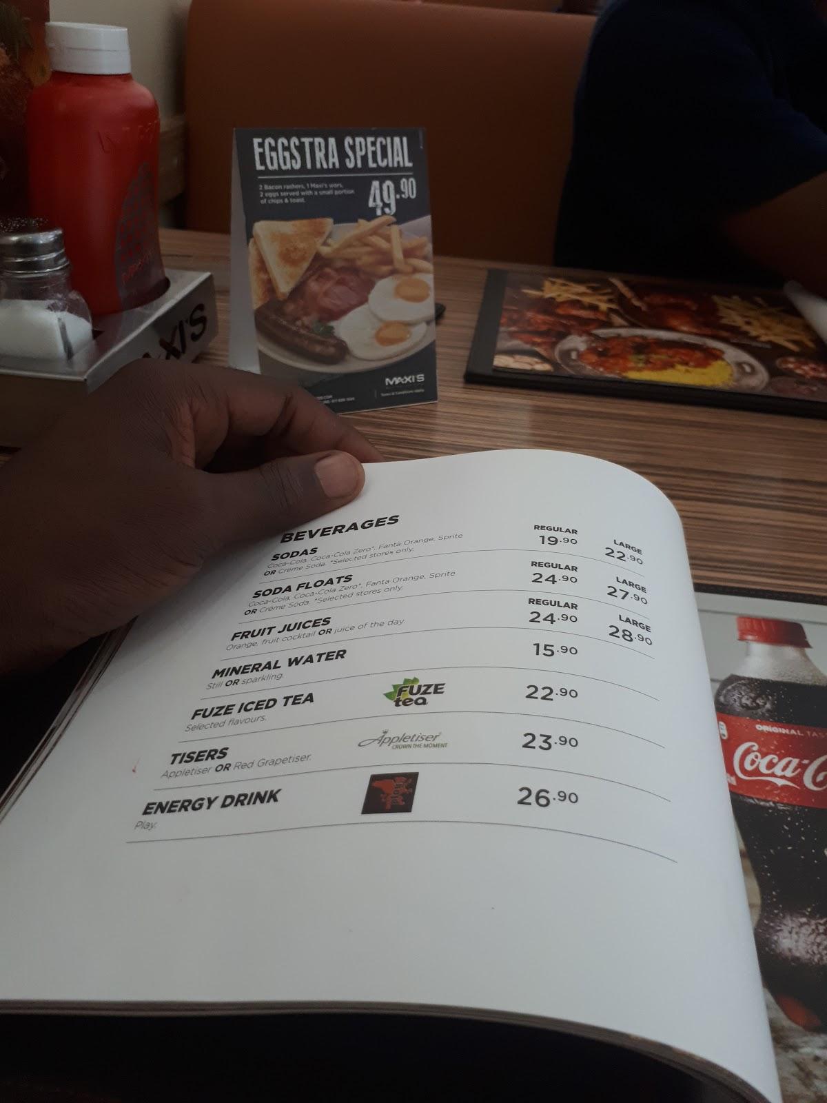 Menu at Maxis Giyani restaurant, Giyani