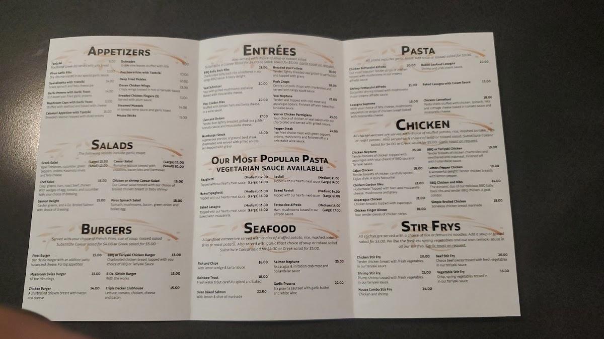Menu at Piros Family Restaurant, Sundre