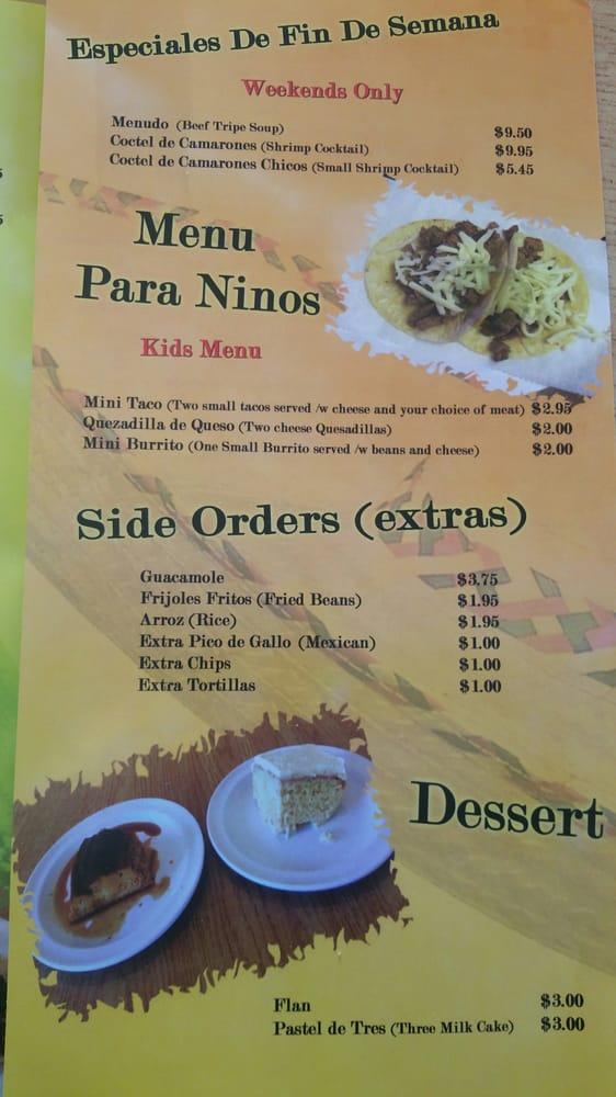 Menu at Taqueria El Amigo restaurant, Waltham