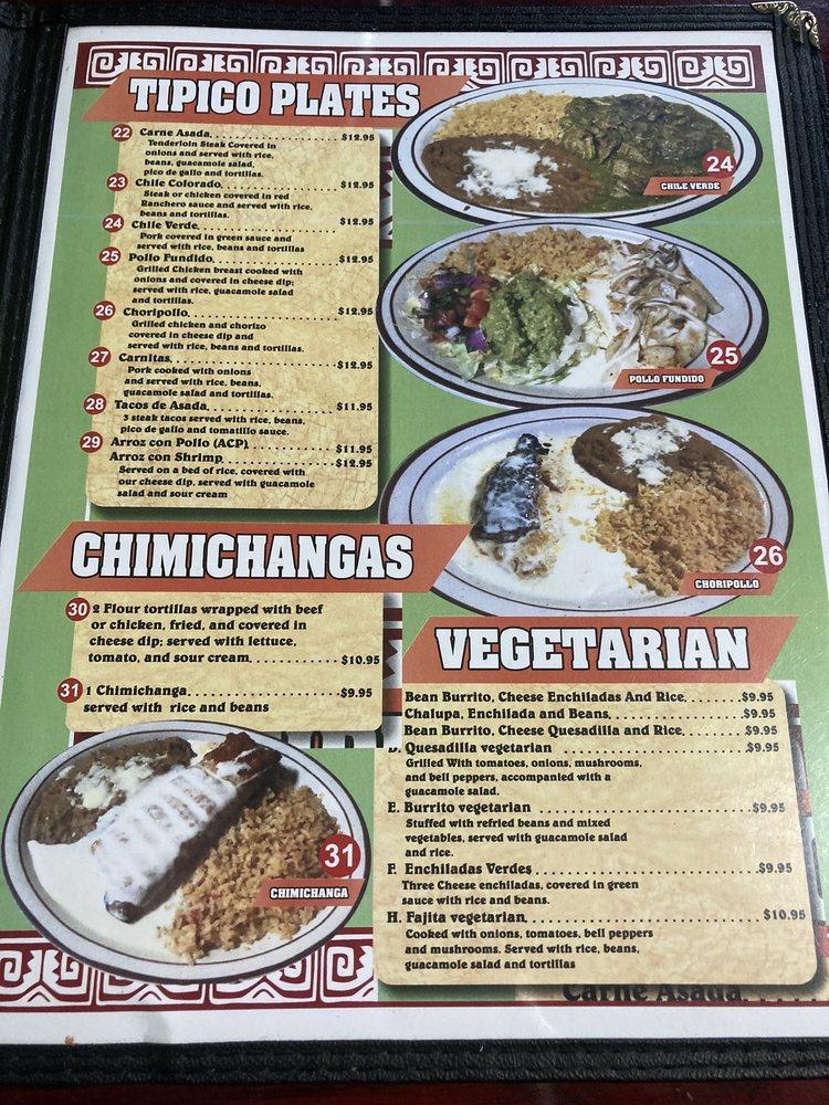 Menu at Tenampa Mexican Restaurant, Darlington