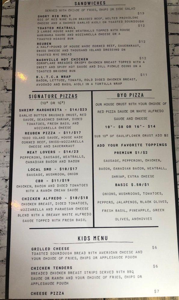Menu at The Local pizzeria, Muskego