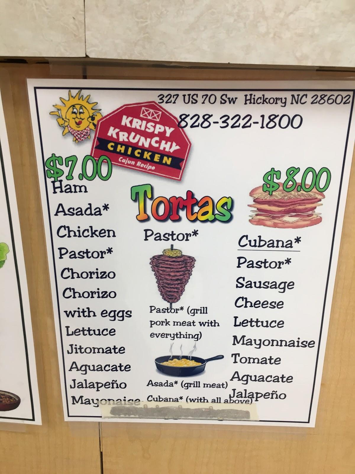 Menu at Krispy Krunchy Chicken restaurant, Hickory