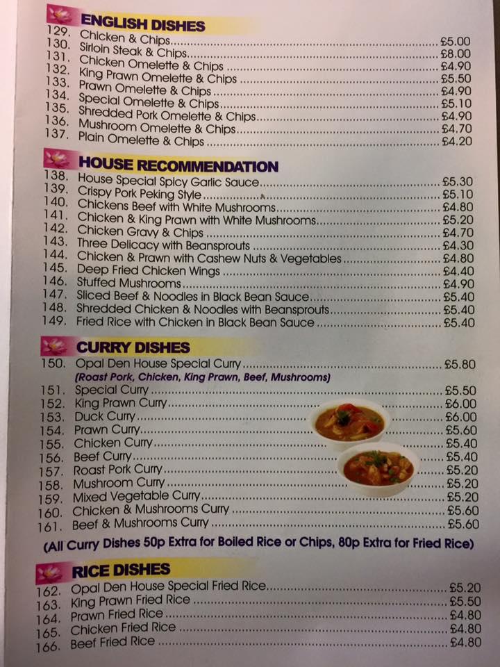 Menu at Opalden restaurant, Aberkenfig