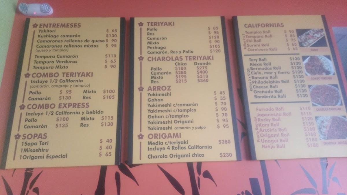 Carta del restaurante Origami Express - Roma, Mexicali