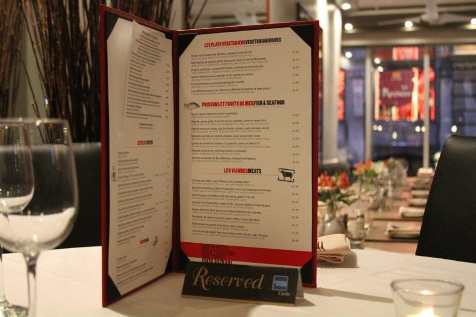 Menu au Les Pyrénées restaurant, Montréal