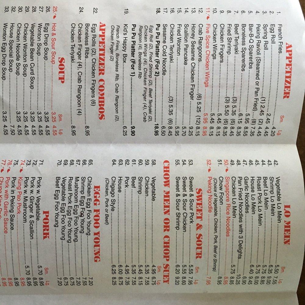 Menu at Quan Chinese Kitchen restaurant, Dennis