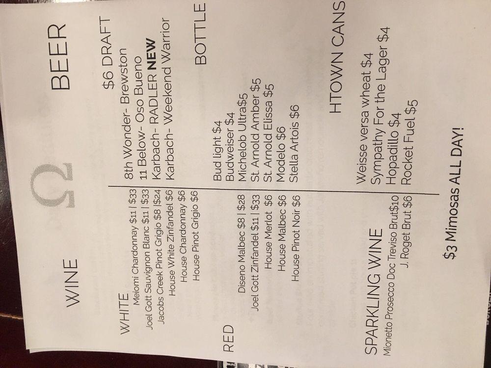 Menu at The Omega Grill restaurant, Spring