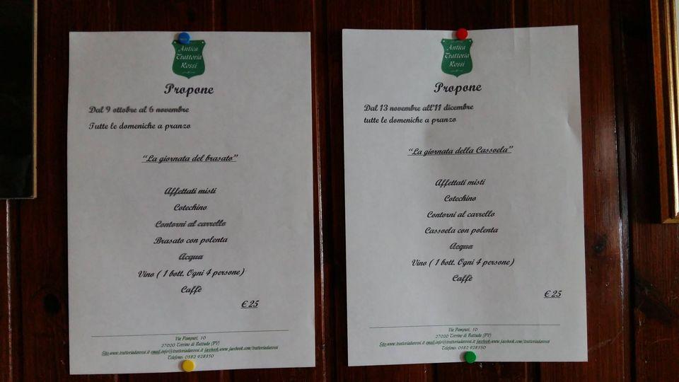 Menu da Antica Trattoria da Rossi - Torrino (pv) ristorante, Torrino