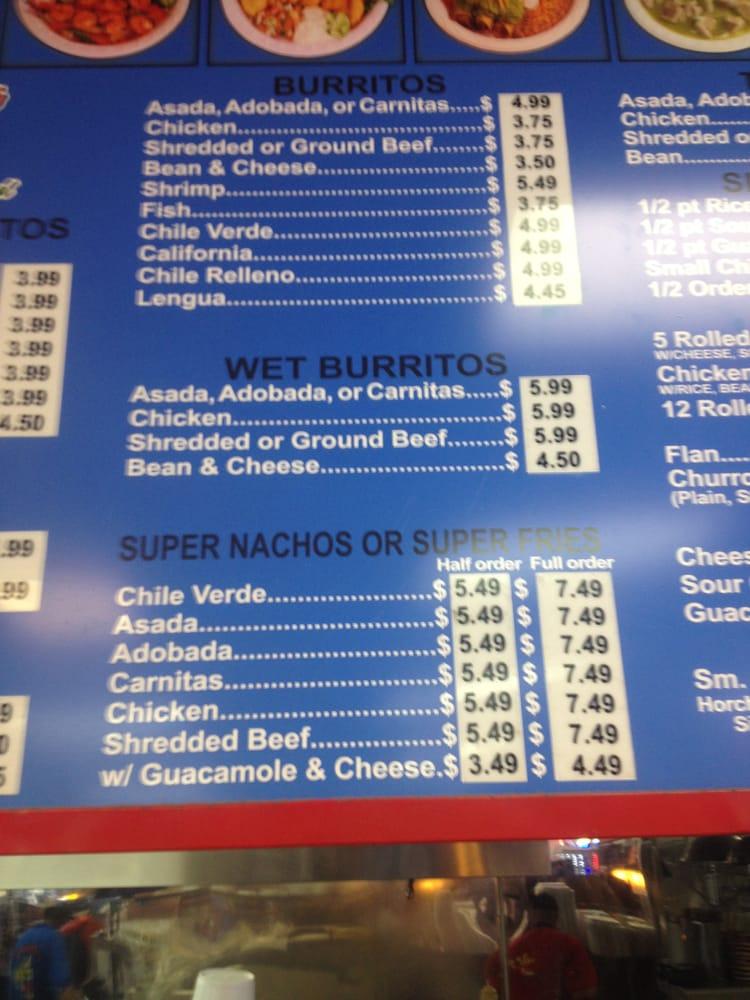 Carta del restaurante Arsenio's Mexican Food, Tulare