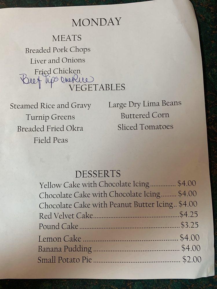 Menu at Davis Cafe, Montgomery