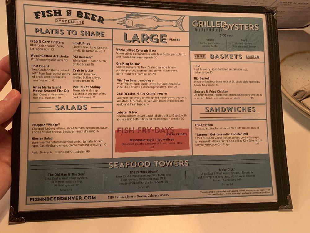 Menu at Fish N Beer pub & bar, Denver