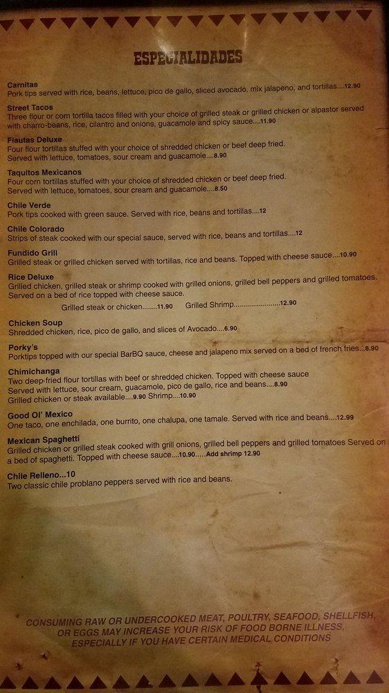 Menu at Margaronas Cantina Mexican Restaurant, Anniston